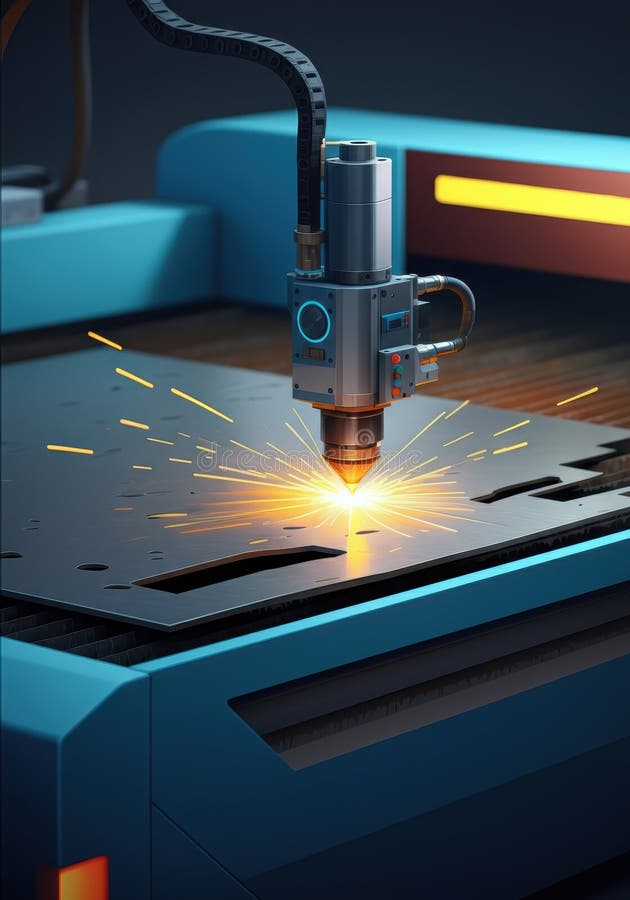 Laser Cutting Machine Producing Sparks Metal Surface Advanced ...
