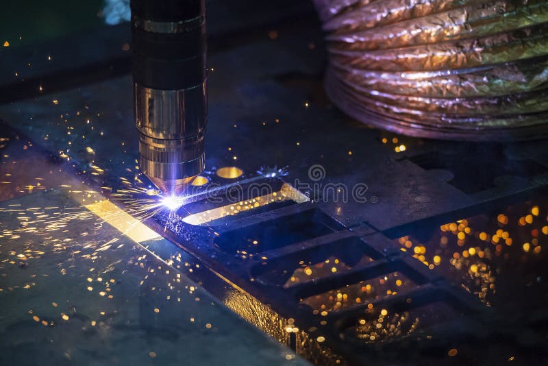 The Plasma Argon Gas Cutting Machine Control by CNC Program Cutting the ...