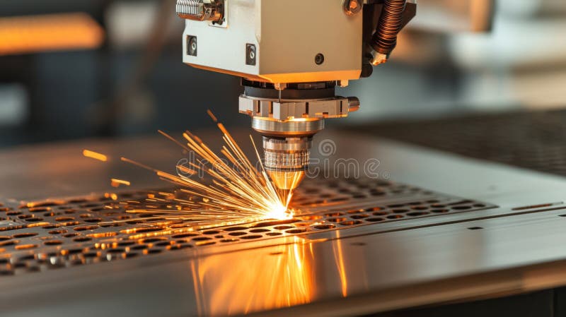 Laser Cutting Machine Engraving Metal Plate Stock Illustration ...