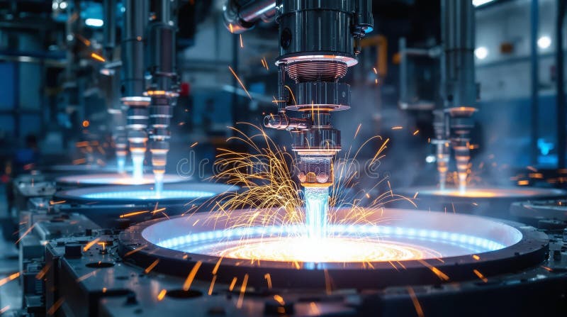 Laser Cutting Machine Processing Metal with Sparks, Generative Ai Stock ...