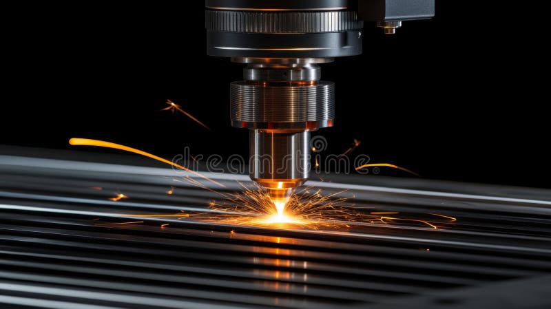 Laser Cutting Machine Sparks Metal Fabrication Process Stock ...