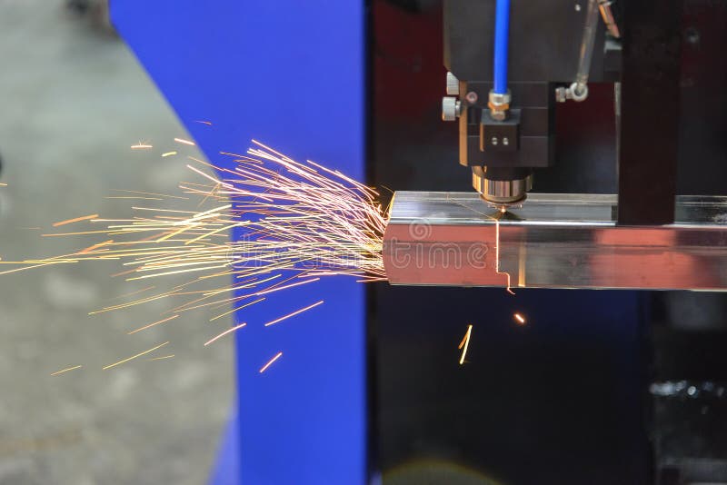 The Laser Cutting Machine Cutting the Stainless Square Tube Cont Stock ...