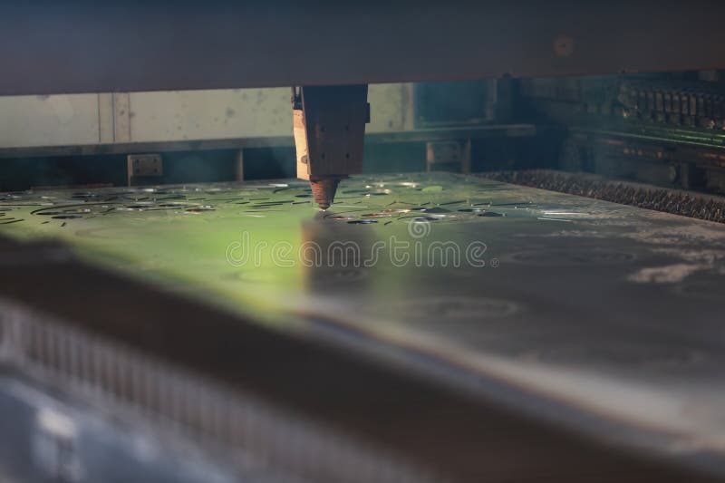 Laser Cutting Machine Cutting Steel Plate Stock Photo - Image of ...