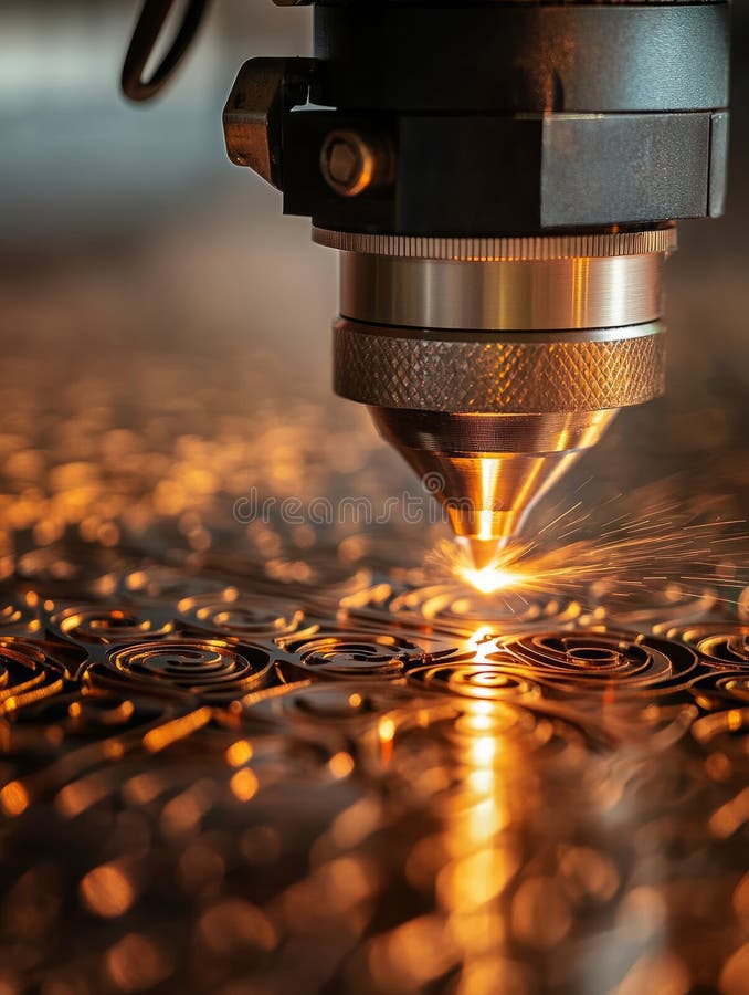 Laser Cutting Machine Working on Intricate Metal Design. Stock Image ...