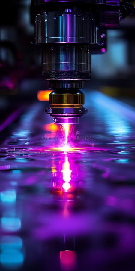 Laser Cutting Precision Industrial CNC Machine at Work, Shaping Metal ...