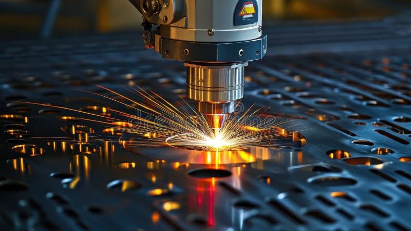 Laser Cutting Precision: Industrial Process with Bright Sparks and ...