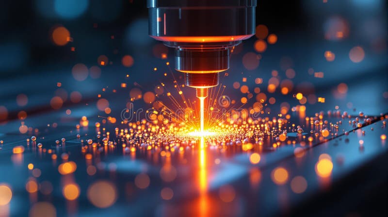 Precision Laser Cutting with Bright Sparks, Generative Ai Stock ...