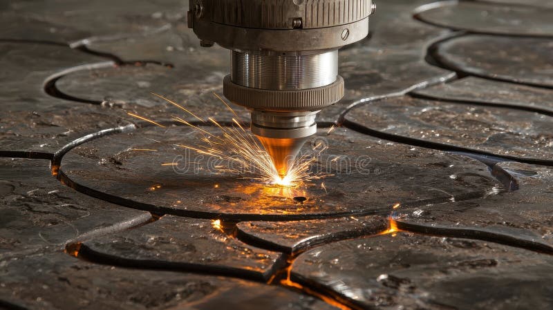 Laser Cutting Process of Metal Sheet in Industrial Workshop Setting ...