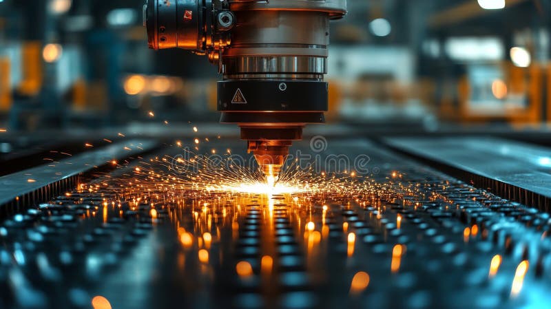 Laser Cutting Process in a Modern Factory Demonstrating Automation and ...