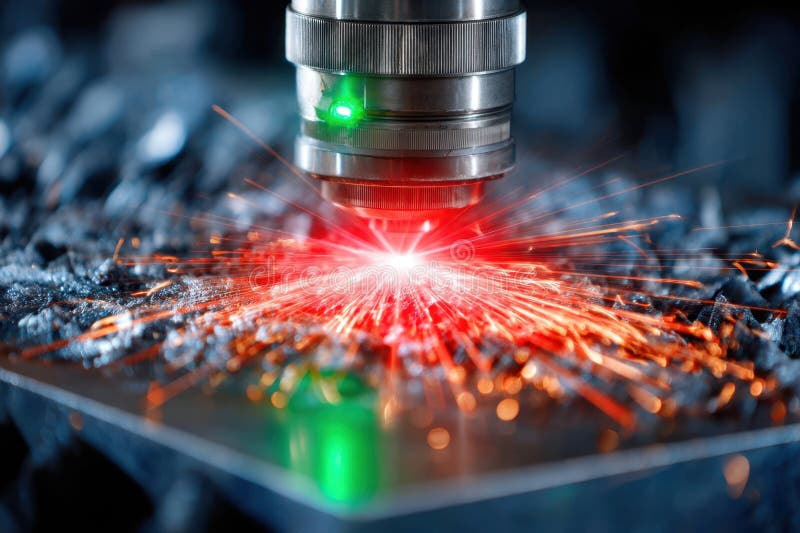 Laser Cutting Process Sparks Bright Light in a Workshop during Daytime ...