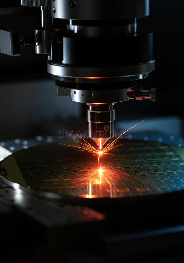 Laser Cutting a Silicon Wafer in a High-tech Laboratory Setting Stock ...