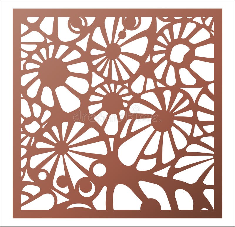 Laser Cutting Square Panel. Abstract Openwork Floral Pattern. Pe Stock ...