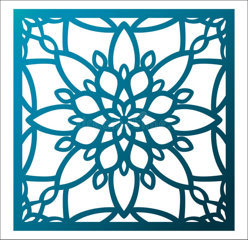Laser Cutting Square Panel. Openwork Floral Pattern with Mandala Stock ...