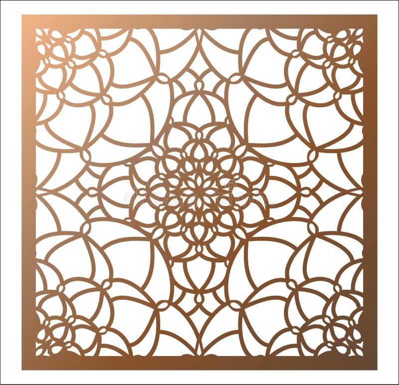 Laser Cutting Square Panel. Openwork Floral Pattern with Mandala Stock ...