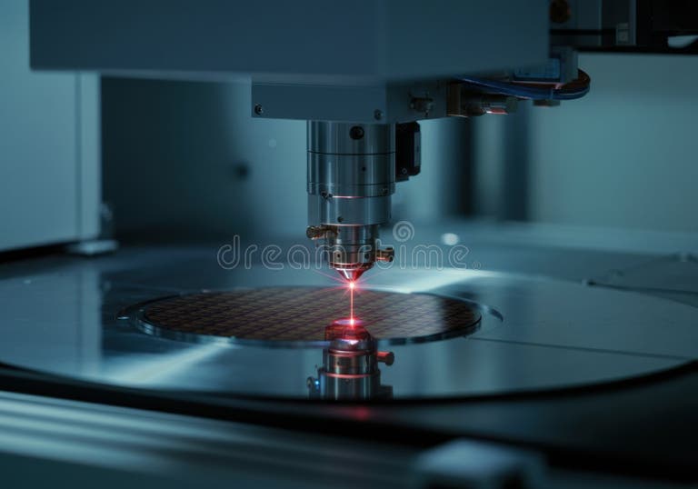 Laser Cutting Technology in Action on a Semiconductor Wafer Stock Photo - Image of circuit ...