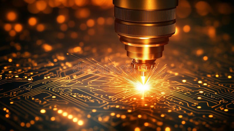 Laser Cutting Technology in Electronic Circuit Board Stock Illustration ...