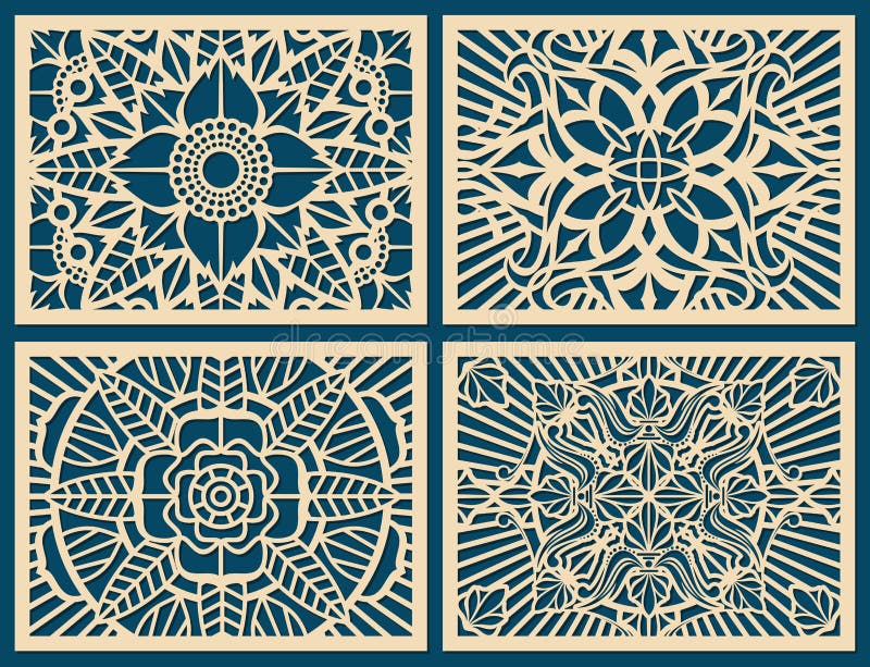 Laser Cutting Wall Pattern Canvas Vector Template Panel Stock Vector ...