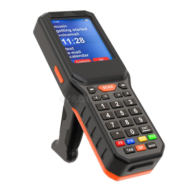 Laser Data Collection Terminal Scanner, 3D Rendering Stock Illustration ...