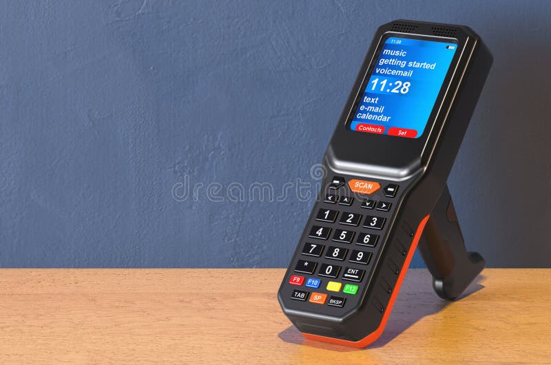 Laser Data Collection Terminal Scanner on the Wooden Table. 3D ...