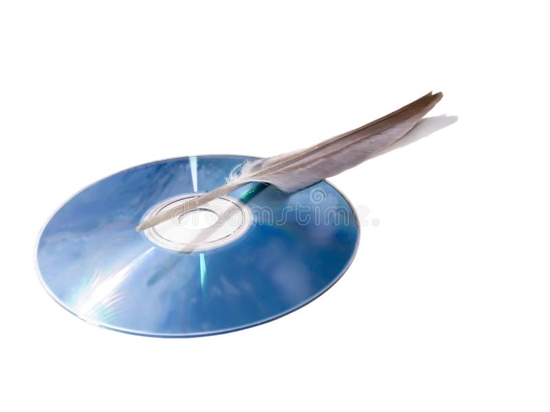 Laser Disk and the Bird S Feather. Stock Photo - Image of pile, contour ...