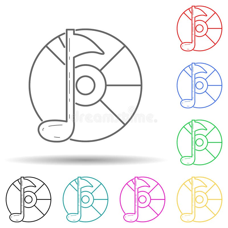 Laser Disk with a Note Multi Color Style Icon. Simple Thin Line ...