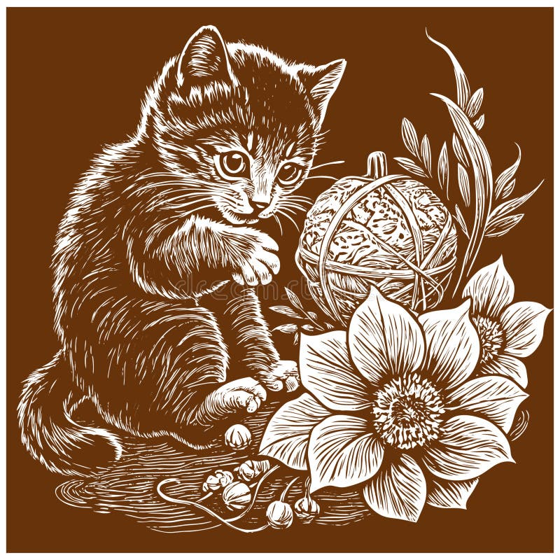 Laser Engraving Design with Animals and Floral Patterns Stock Vector ...