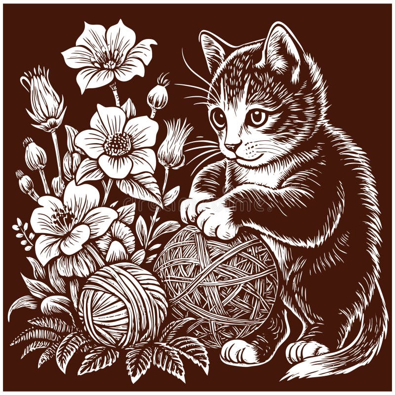 Laser Engraving Design with Animals and Floral Patterns Stock Vector ...