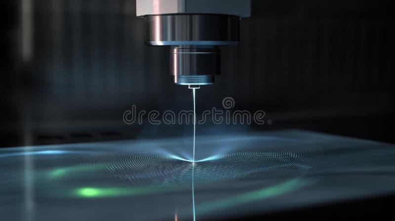 Laser Engraving Machine Working on Metal Surface Creating Concentric ...