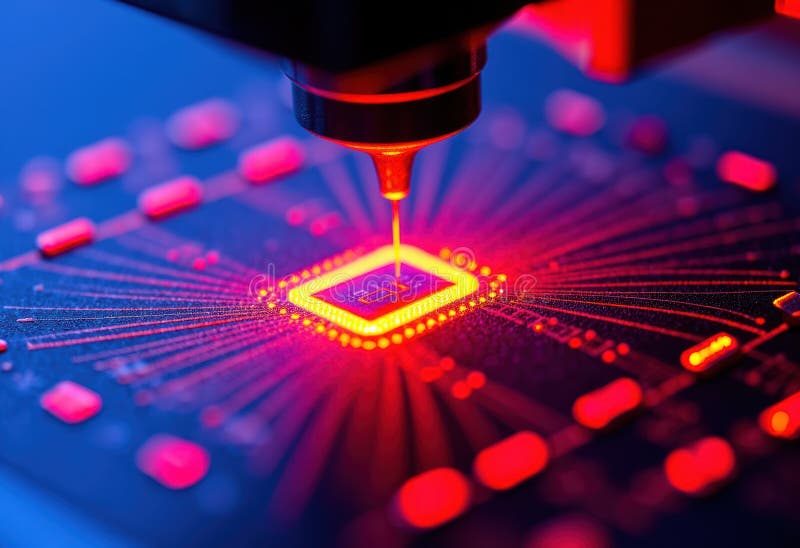 Laser Engraving on a Microchip, Showcasing Advanced Technology and ...
