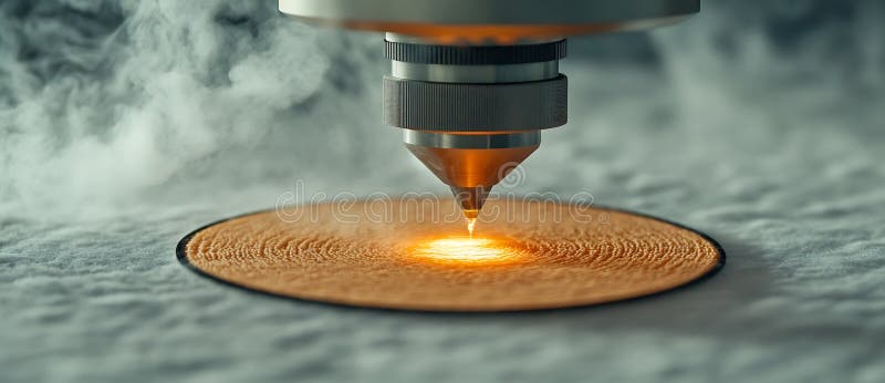 Laser Engraving Process on Metal Disc with Smoke Stock Illustration ...