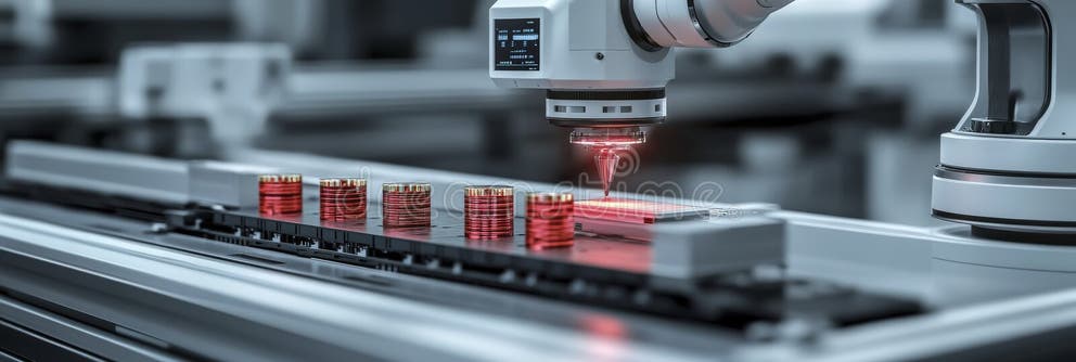 Laser-focused Robotic Tool Processing Cylindrical Objects Stock ...