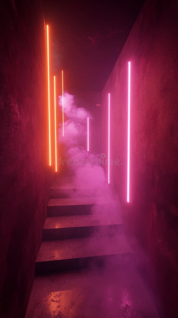 Laser Grid Moving Horizontally, Neon Red and Violet. Stock Photo ...