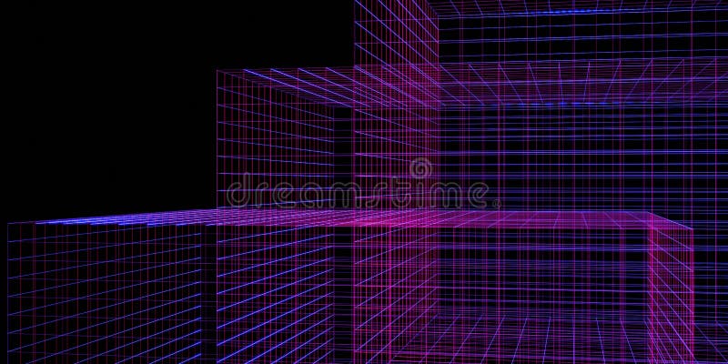 Laser Grid Purple Glow Red and Blue 3d Illustration Stock Illustration ...