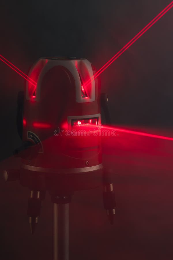 Laser Level Tool Red Light Beams in Smoke Stock Image - Image of ...