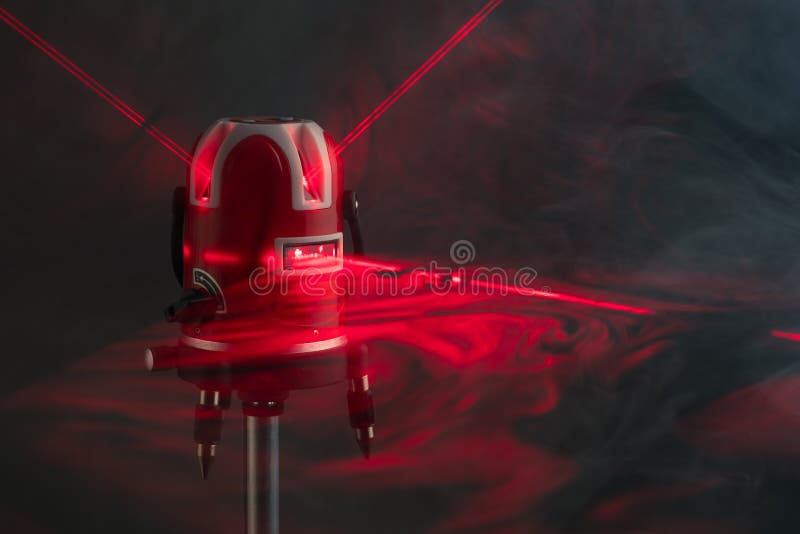 Laser Level Tool Red Light Beams in Smoke Stock Image - Image of ...