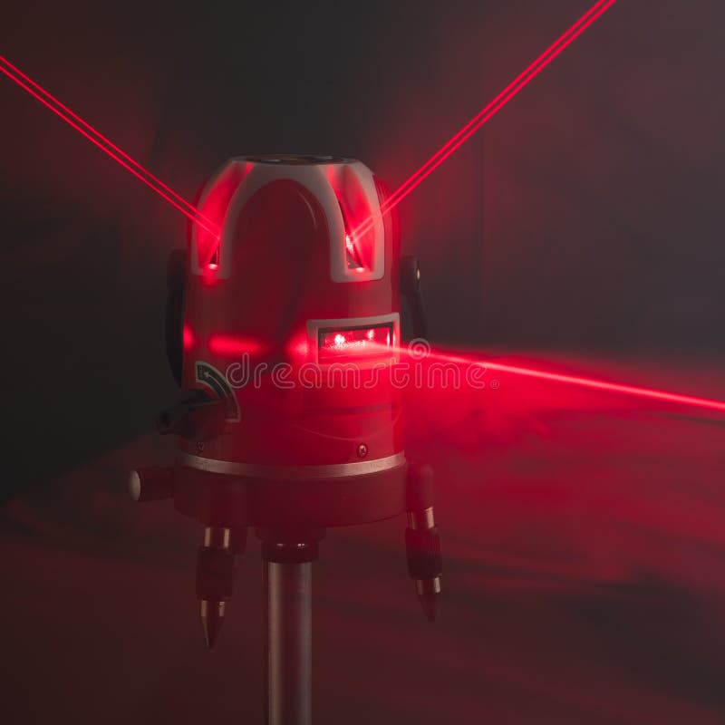 Laser Level Tool Red Light Beams in Smoke Stock Photo - Image of ...
