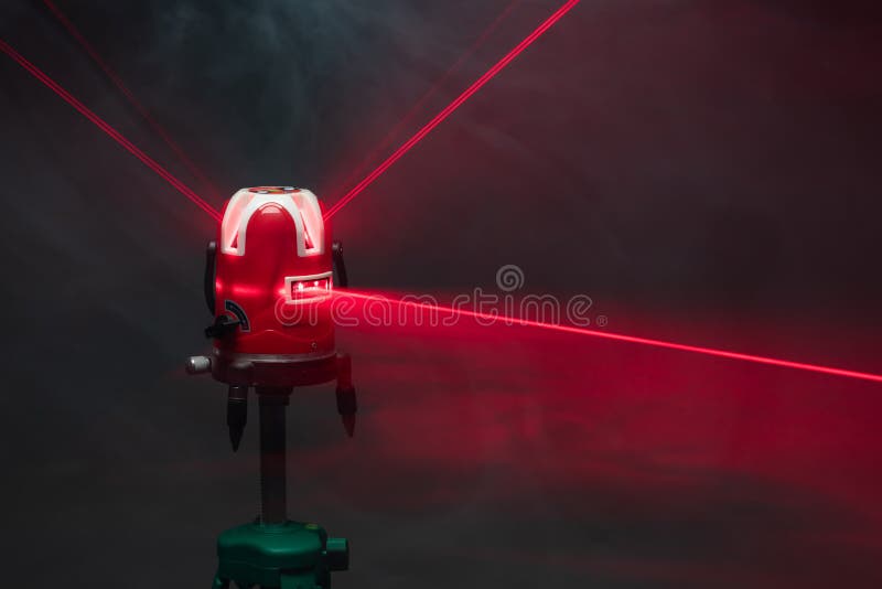 Laser Level Tool Red Light Beams in Smoke Stock Image - Image of ...