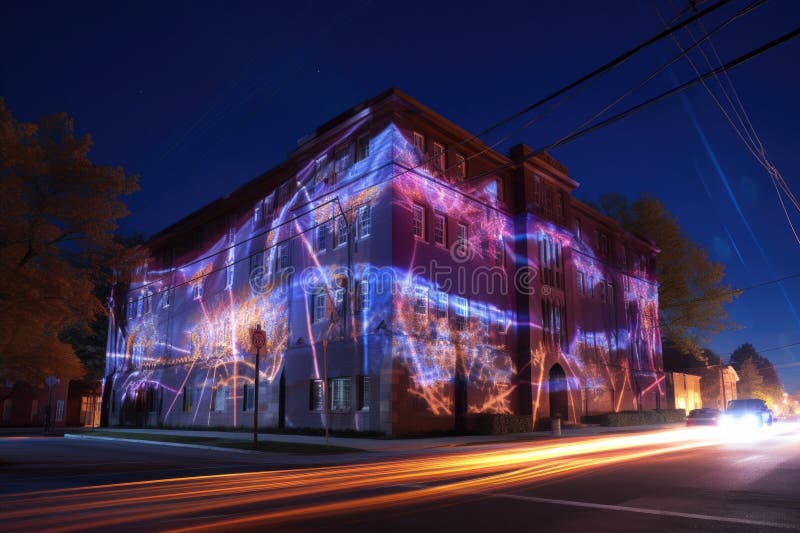 Laser Light Projections on a Building Facade Stock Illustration ...