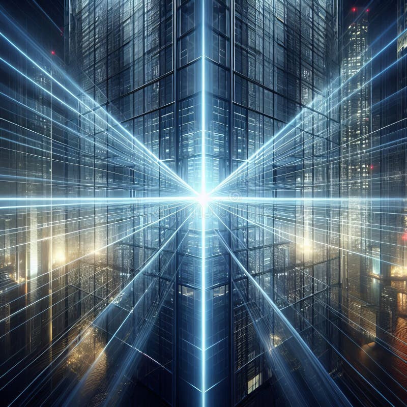 Laser Light Reflection a Glass Facade Reflecting the Bright Co Stock ...