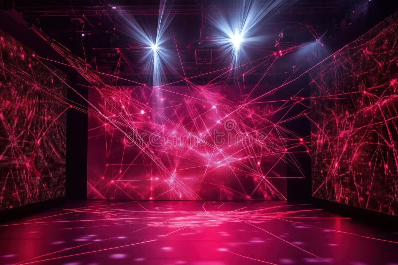 Laser Light Show with Vibrant Pink Beams and Patterns, Modern Stage ...