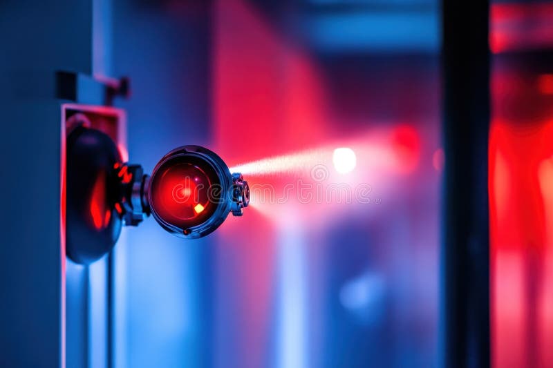 Laser Light Source Emitting Vibrant Red Beams in a Darkened Room for ...