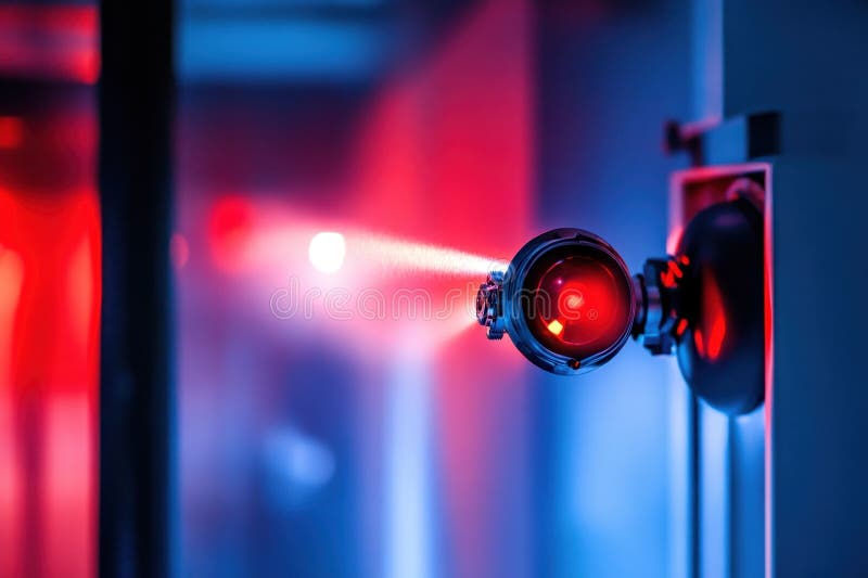 Laser Light Source Emitting Vibrant Red Beams in a Darkened Room for ...