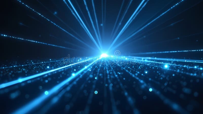 Laser-Like Blue Beams Cutting Dark Void Floating Particles Stock ...