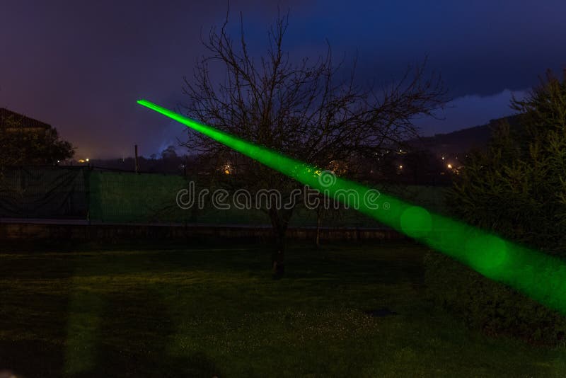 Laser Line Projected To the Night Sky Stock Image - Image of ...