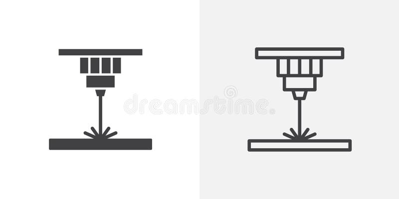 Laser Machine Thin Line Vector Icon Set Stock Vector - Illustration of ...