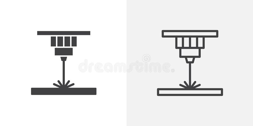 Laser Machine Thin Line Vector Icon Set Stock Vector - Illustration of ...