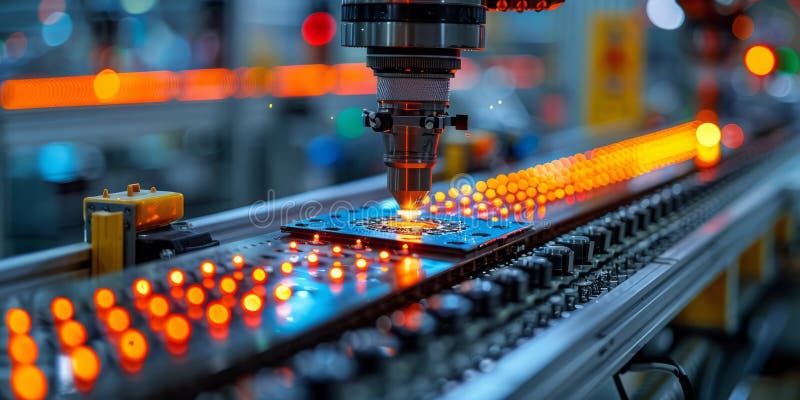 Laser Machine Working on Electronic Circuit Board in a Factory Stock ...