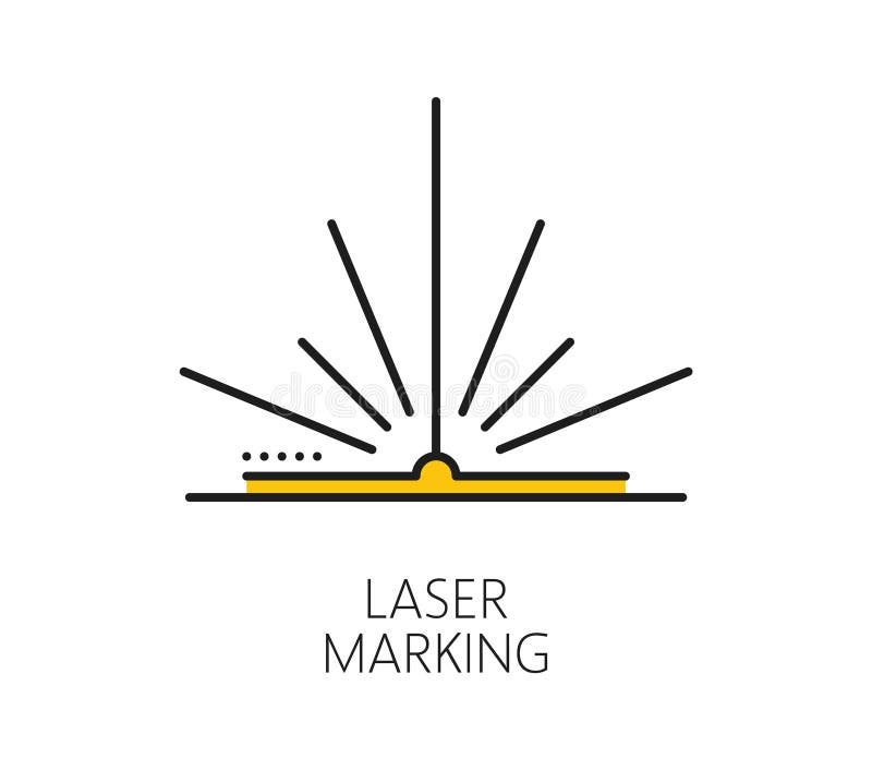 Laser Marking Line Icon, Laser Beam Engraving Stock Illustration ...