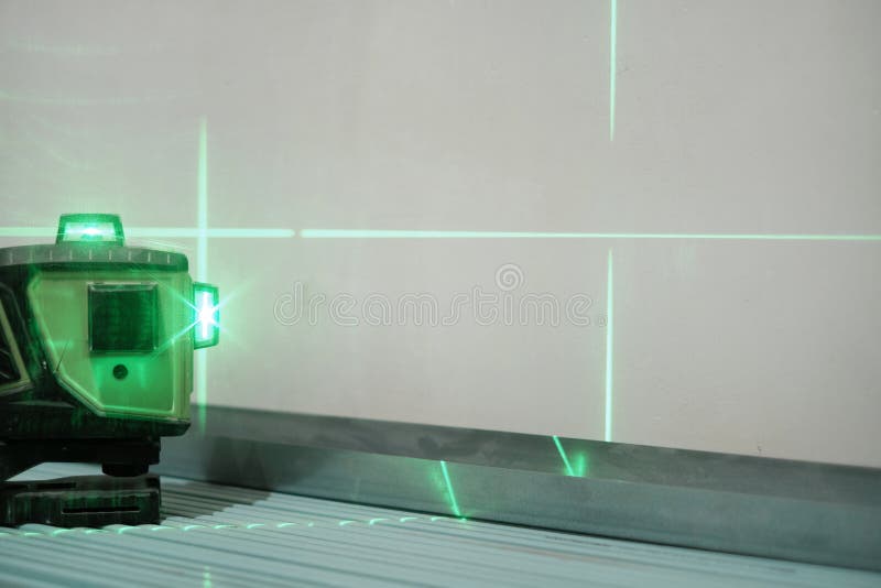 Laser Measuring Level for Construction Work, during Work, Shallow Depth ...