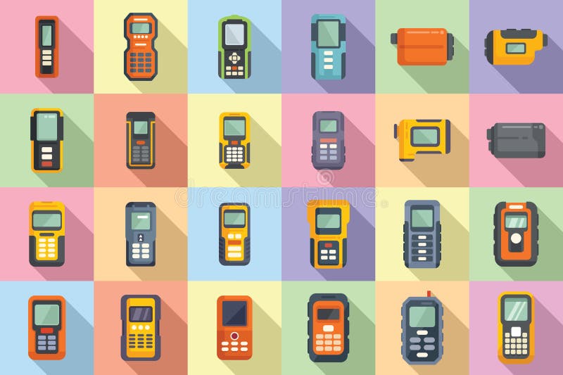 Laser Meter Icons Set Flat Vector. Level Distance Stock Vector ...